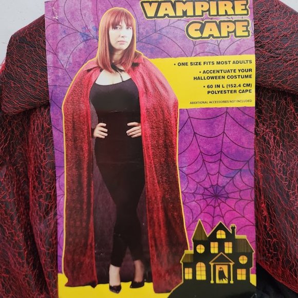 Other | Adult Vampire Devil Laceoverlay Cape Halloween Costume Red ...